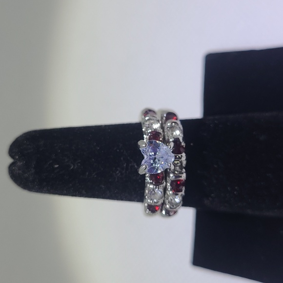 Jewelry | Gold Plated Red Ruby Cubic Zirconia And Rhinestones Eternity ...